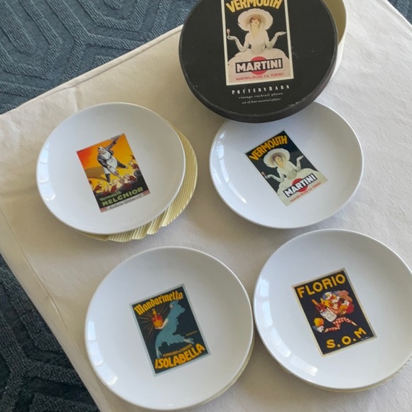 Pottery Barn | Dining | Vintage Martini Advertising Plates Set | Poshmark